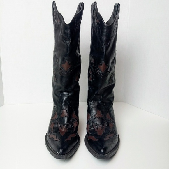 Roper | Shoes | Roper Black Brown Accent Heeled Cowgirl Boots | Poshmark